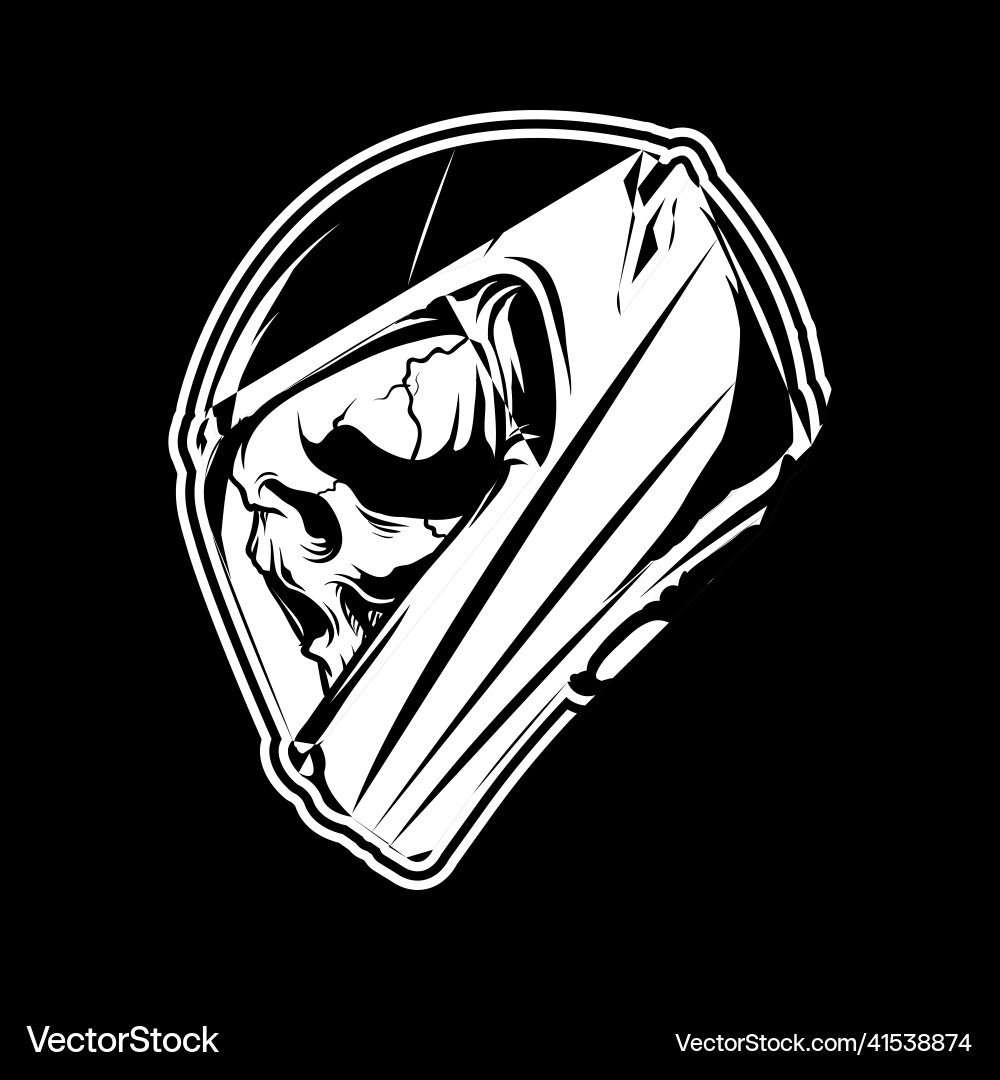 Skeleton wearing full face helmet Royalty Free Vector Image