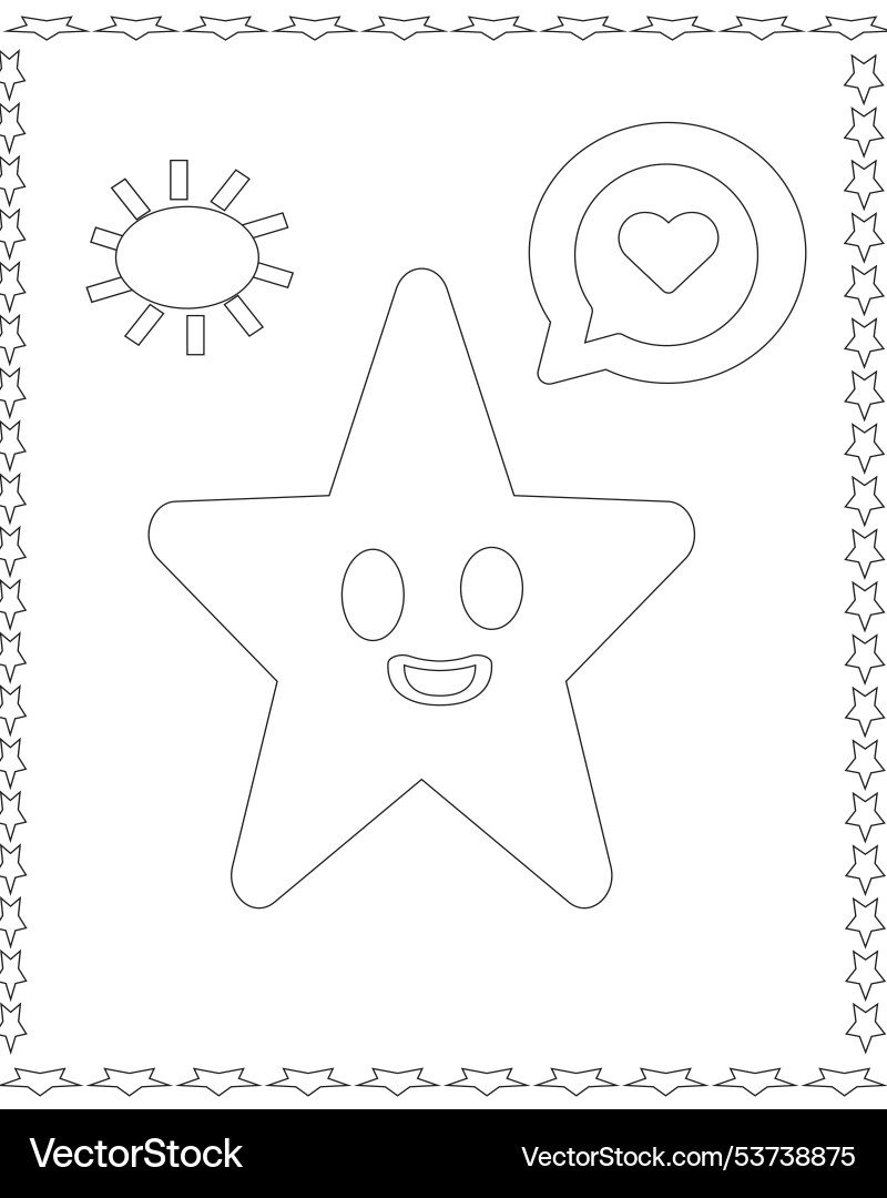 A star coloring page for kids Royalty Free Vector Image