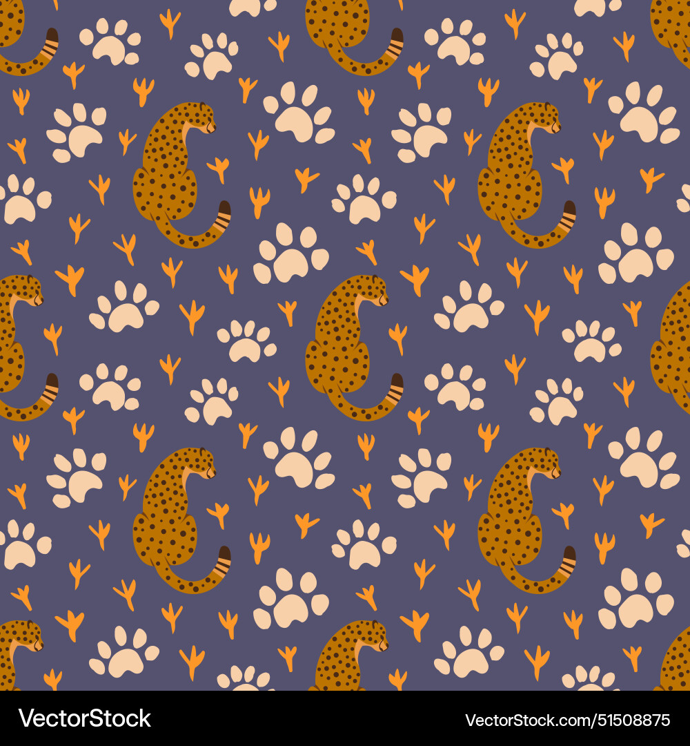 Cheetah cartoon seamless pattern with animal Vector Image
