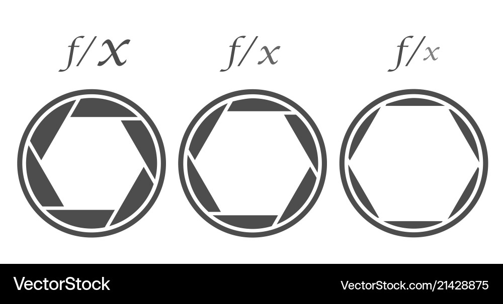 Different lens diaphragm aperture values Vector Image