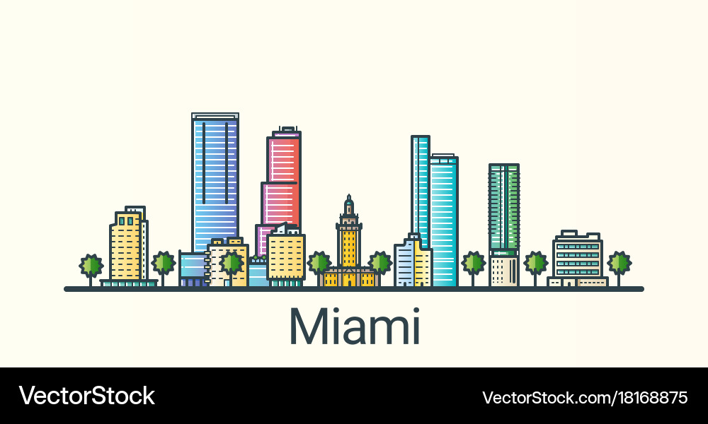 Flat line miami banner Royalty Free Vector Image