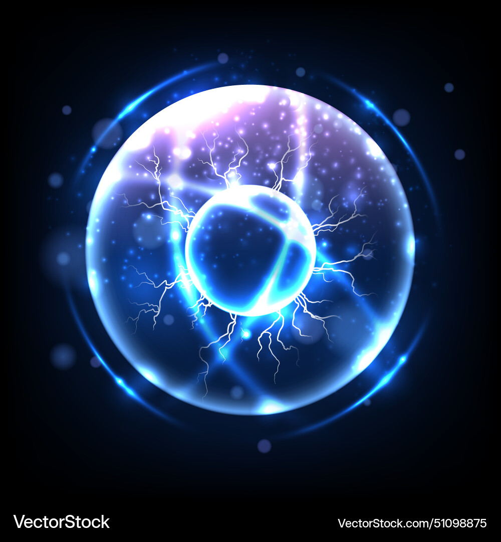 Futuristic blue sphere with lightnings Royalty Free Vector