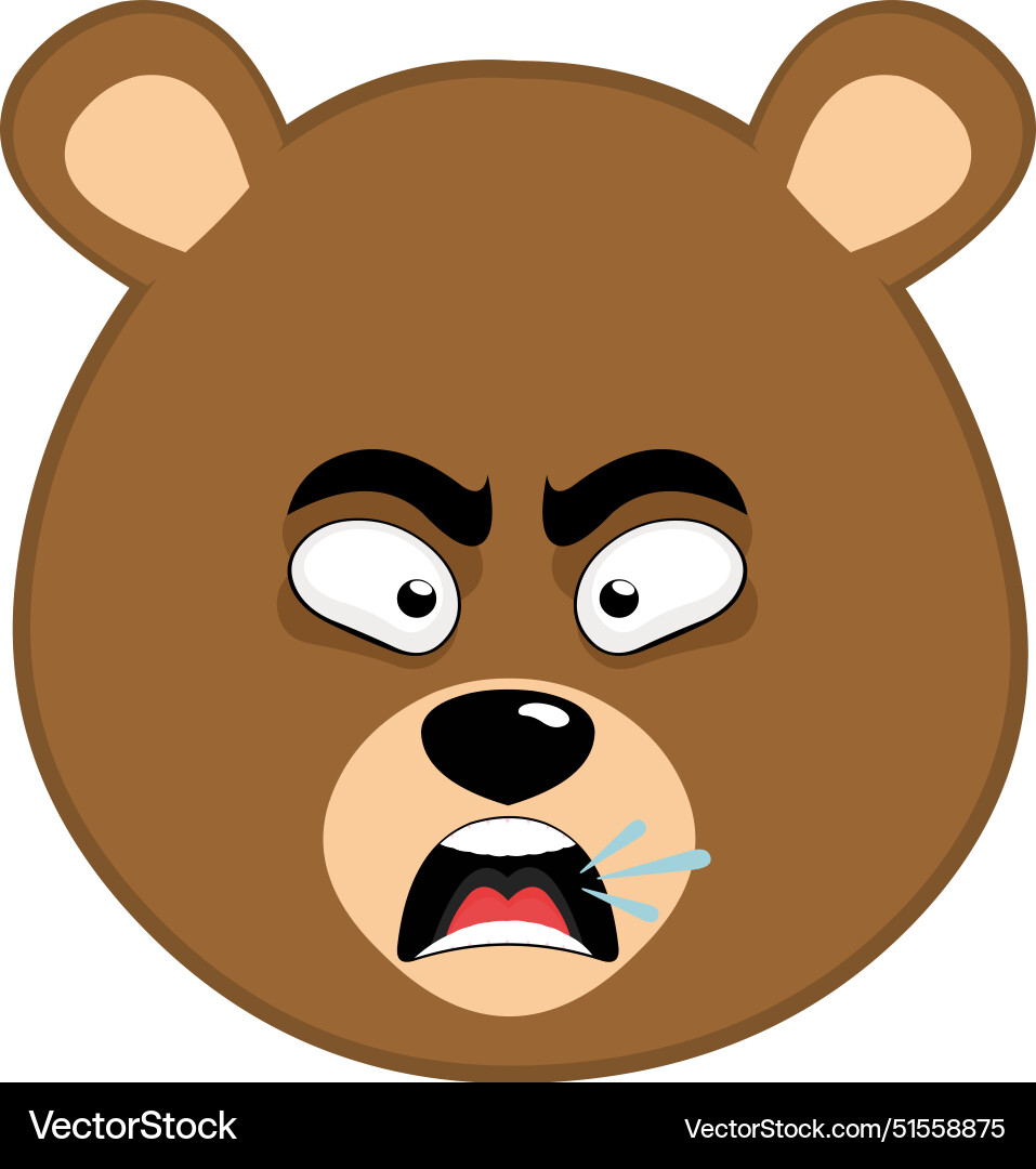 Head brown bear cartoon angry screaming Royalty Free Vector