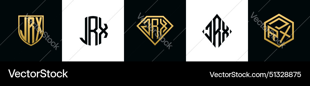 Initial letters jrx logo designs bundle Royalty Free Vector