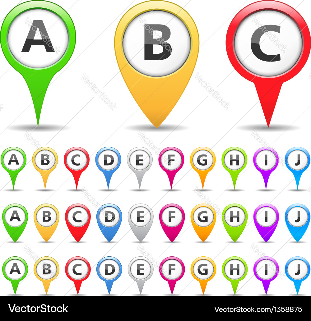 Map markers Royalty Free Vector Image - VectorStock