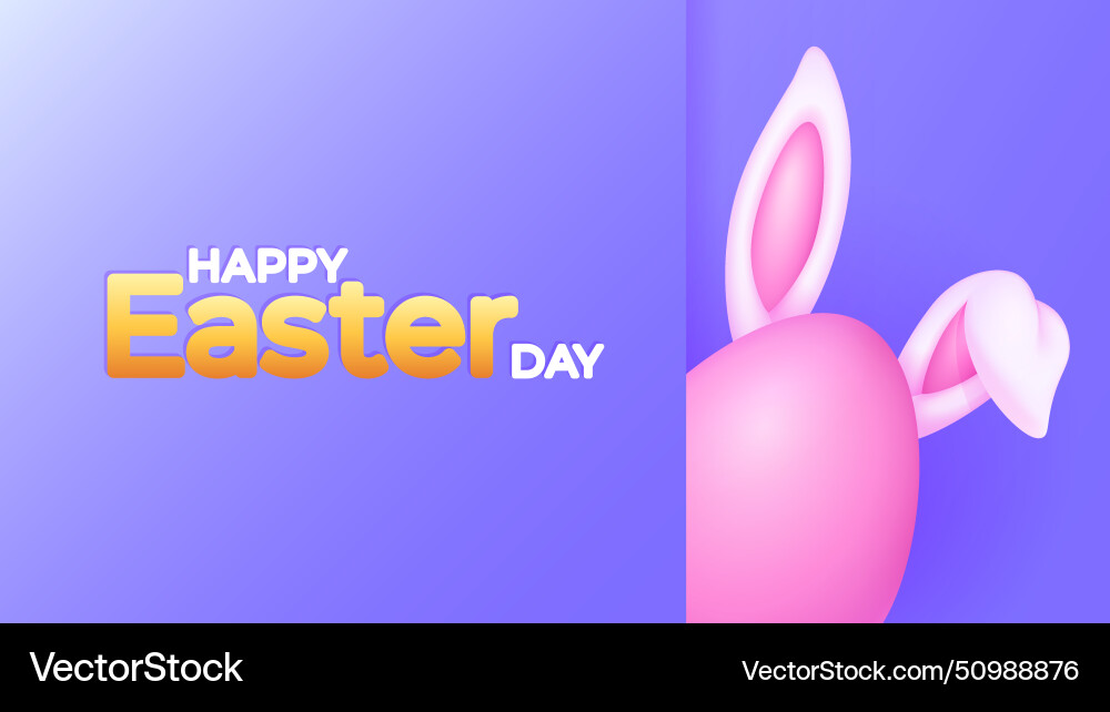 Easter background pink egg with ears of rabbit Vector Image