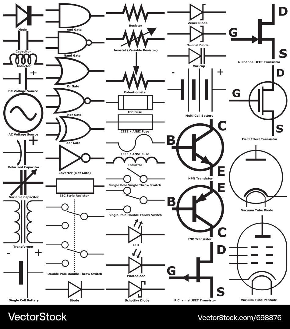 Electronic Component Symbols Royalty Free Vector Image