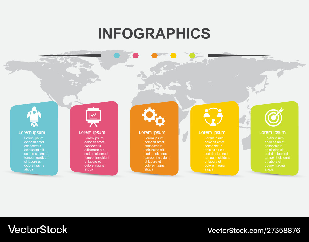 Infographic design template with 5 round Vector Image