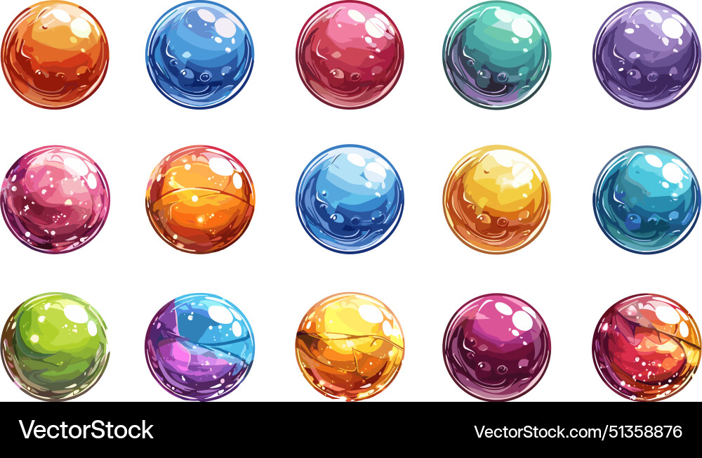 Magic balls set energy magical crystal glass Vector Image