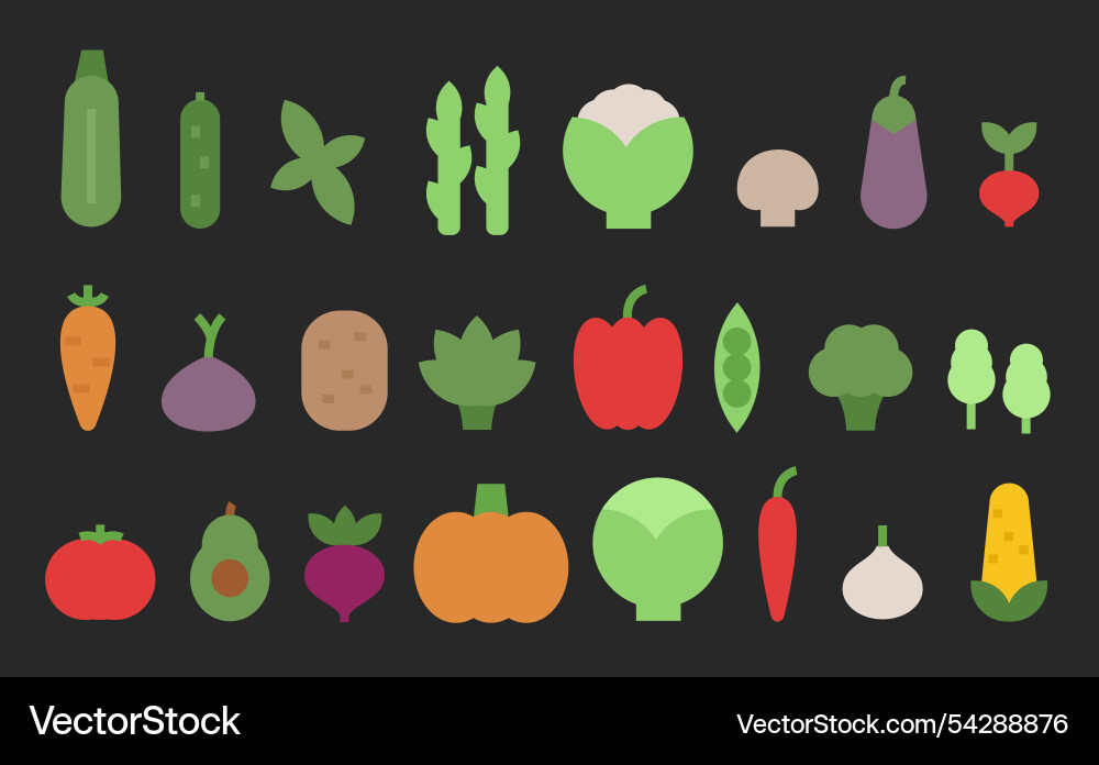 Minimalistic vegetable flat icons farm market Vector Image