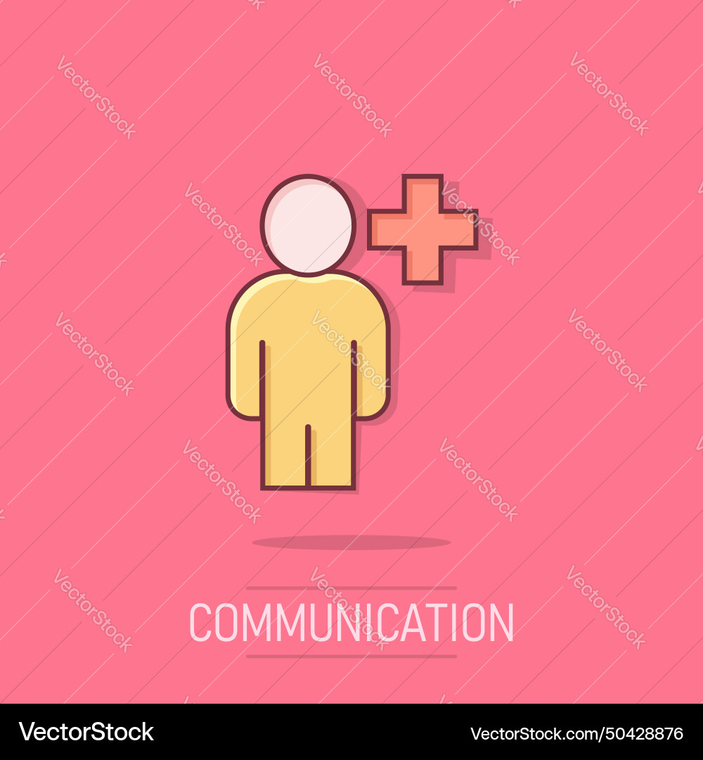 People with plus icon in comic style staff Vector Image