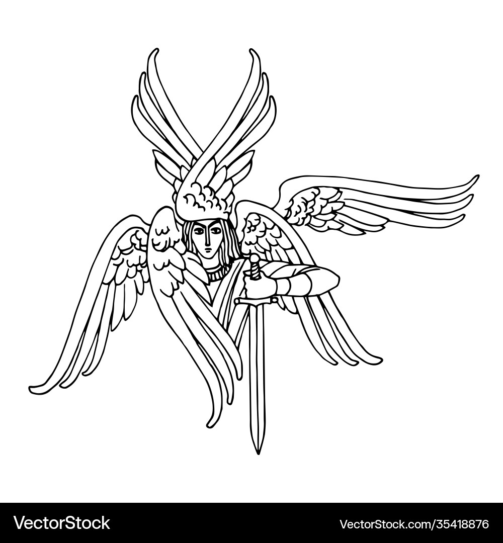 Seraph Angel with Sword Royalty Free Vector Image