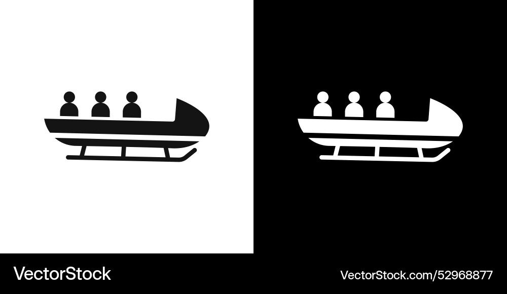Bobsleigh icon flat fill set collection Royalty Free Vector