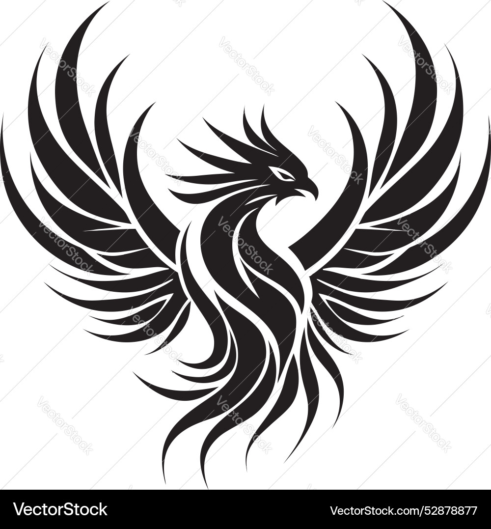 Cosmic rebirth badge black phoenix heraldry Vector Image