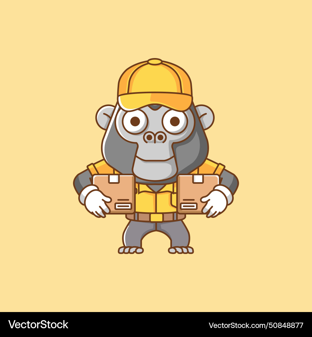 Cute gorilla courier package delivery animal Vector Image