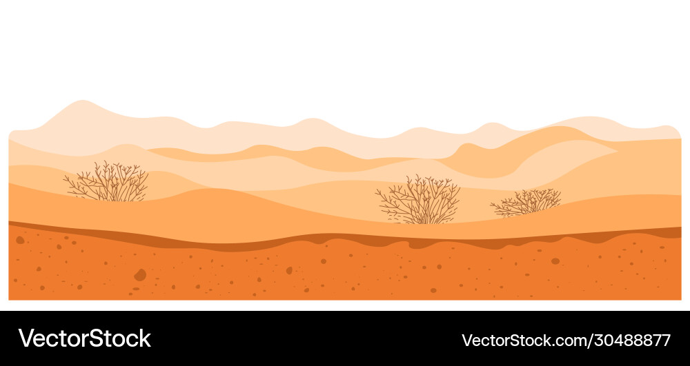 Desert landscape dry climate in sandy soil relief Vector Image