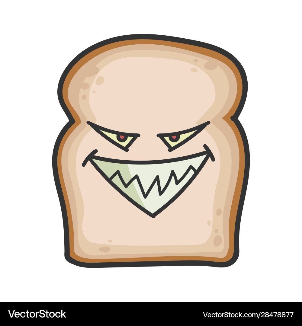 Evil slice bread cartoon Royalty Free Vector Image
