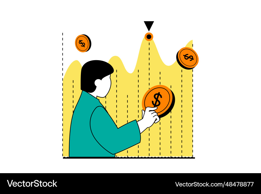 Finance concept with people scene in flat web Vector Image