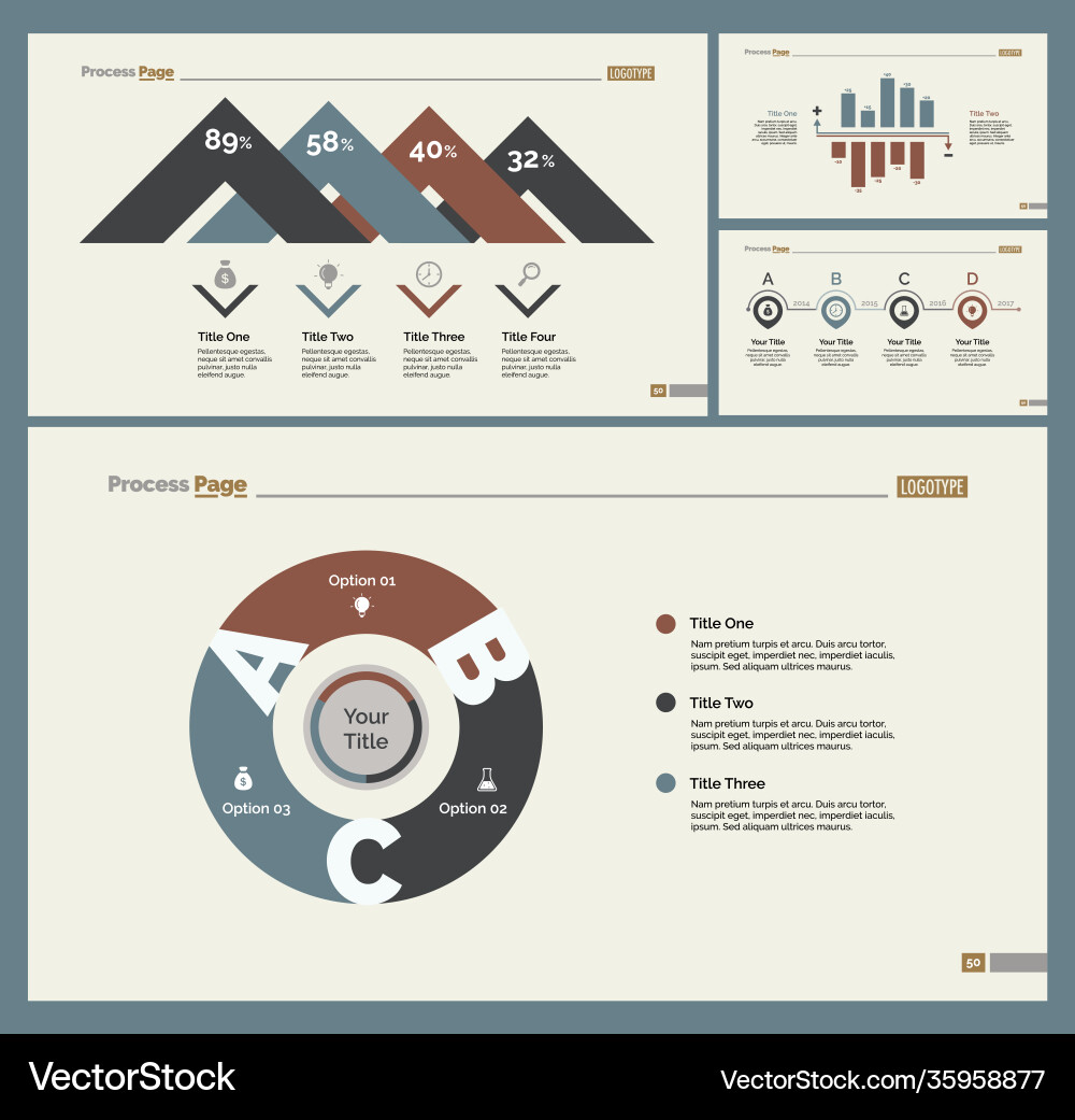 Four accounting slide templates set Royalty Free Vector