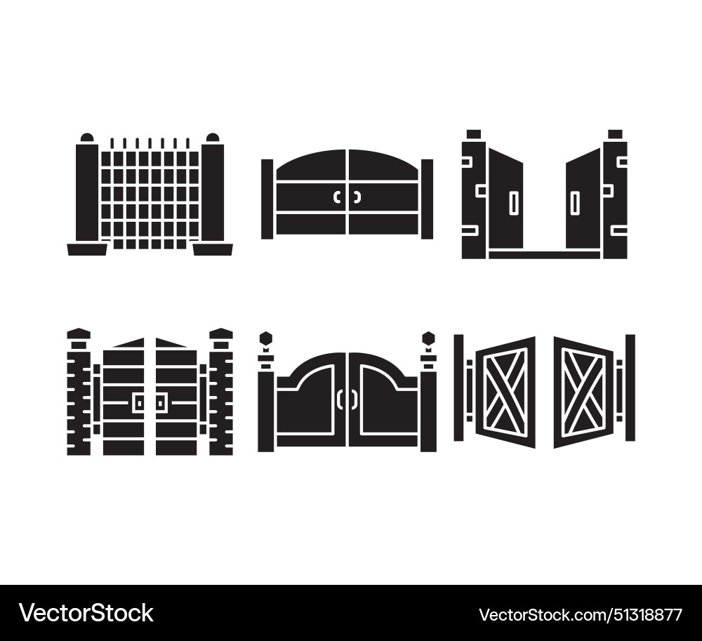 Gate and fence icons Royalty Free Vector Image