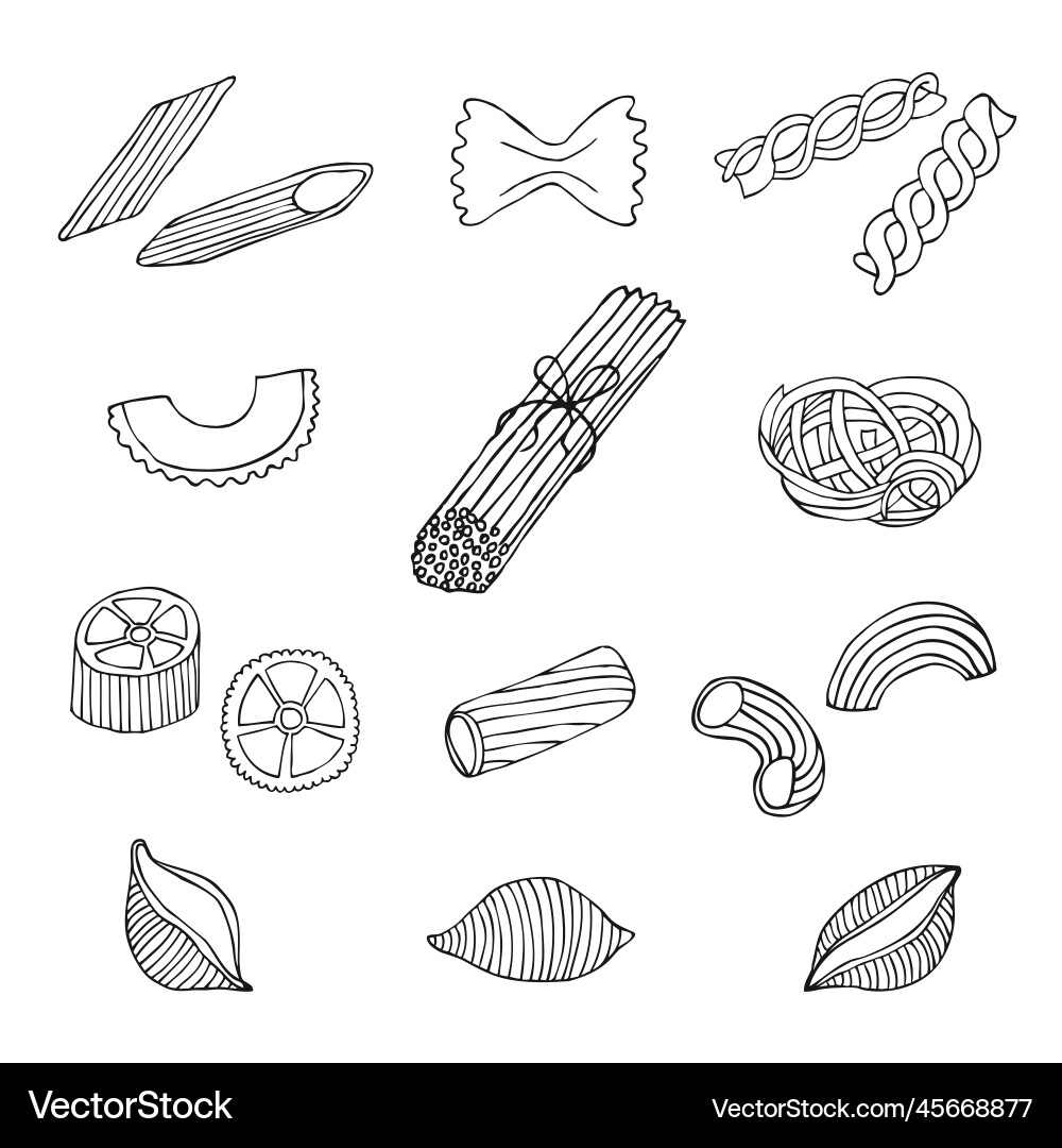 Hand drawn pasta set Royalty Free Vector Image
