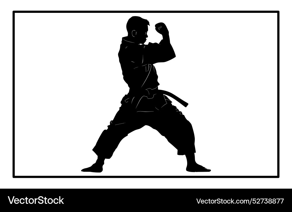 Karate male silhouette - dynamic martial arts pose