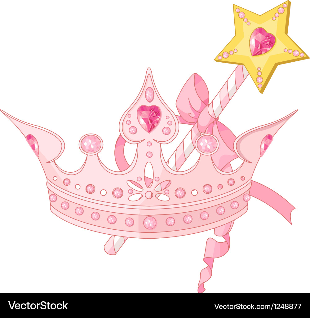 Princess crown and magic wand Royalty Free Vector Image