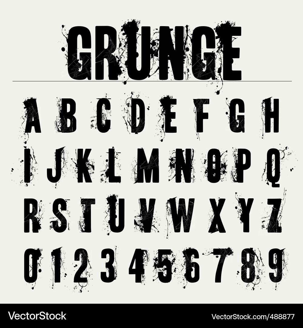 Rough Textured Grunge Fonts Royalty Free Vector Image