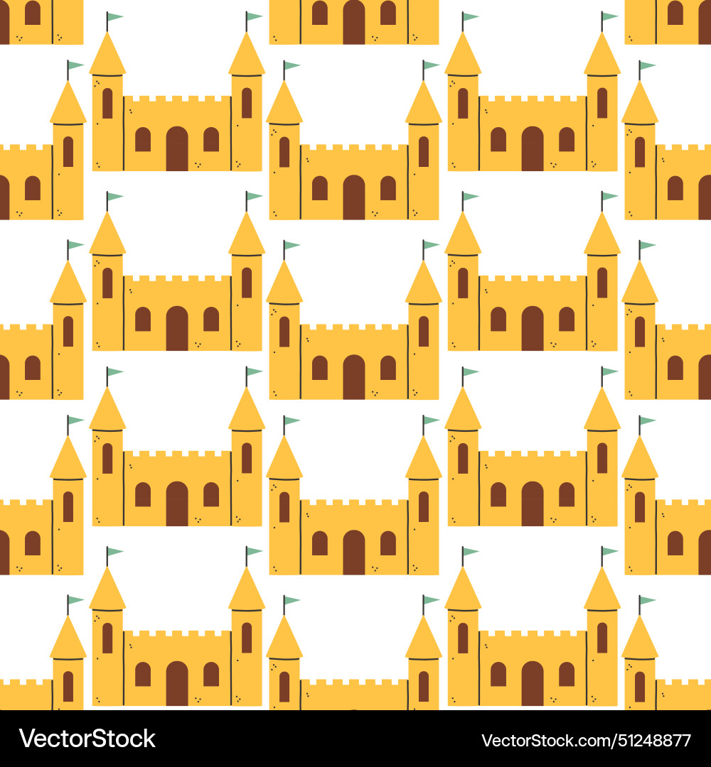 Summer sand castle pattern flat seamless Vector Image