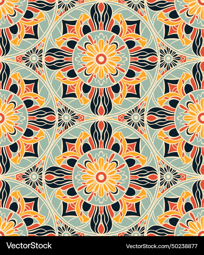 Vibrant motif in pattern with geometric symmetry Vector Image