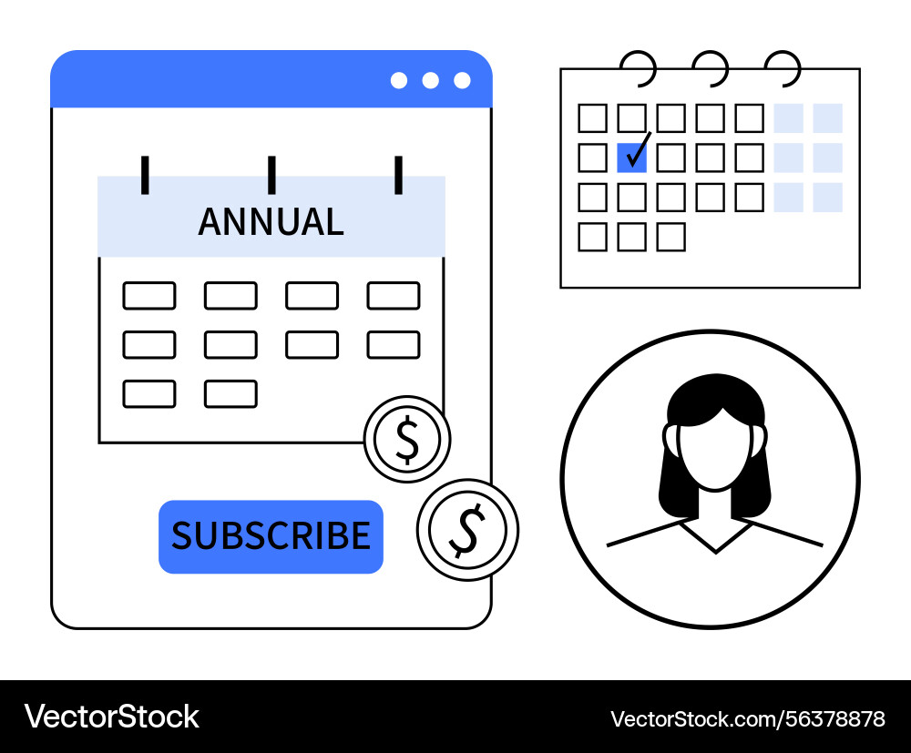 Annual subscription calendar with user profile and