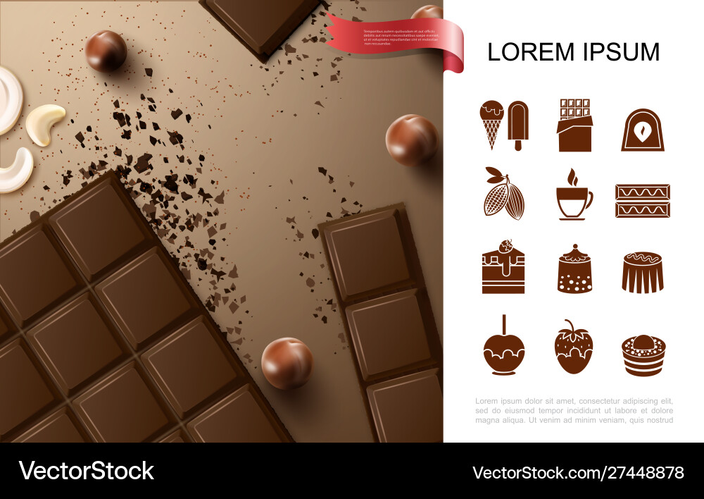 Realistic chocolate bars concept Royalty Free Vector Image