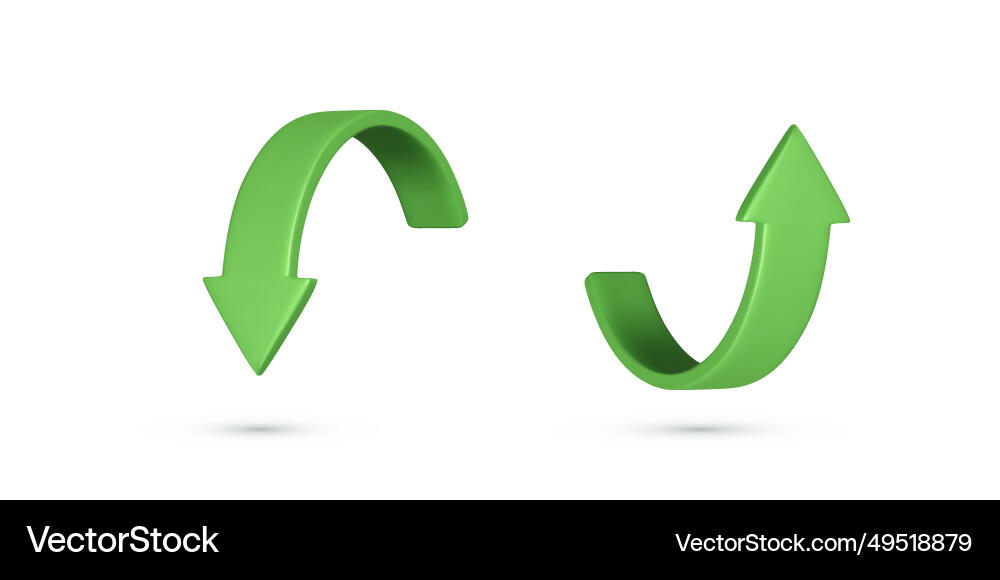 3D Curved Arrows - Up and Down Royalty Free Vector Image