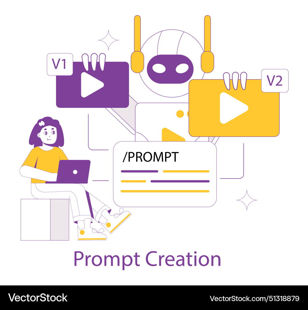 Ai for video creation flat Royalty Free Vector Image