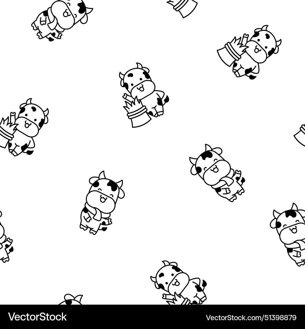 Beautiful cow seamless pattern coloring page Vector Image