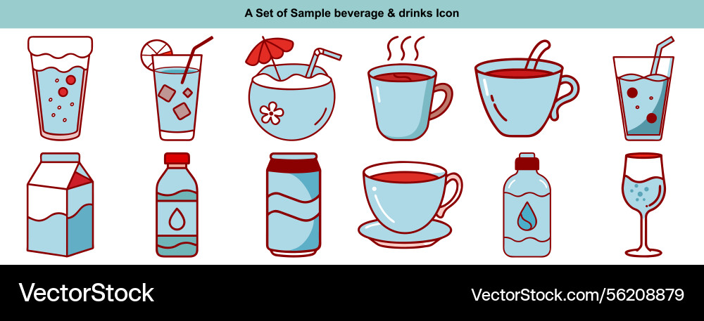 Beverage and drinks icons set Royalty Free Vector Image