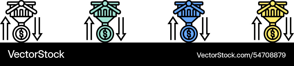 Conversion rate icon outline green blue Royalty Free Vector