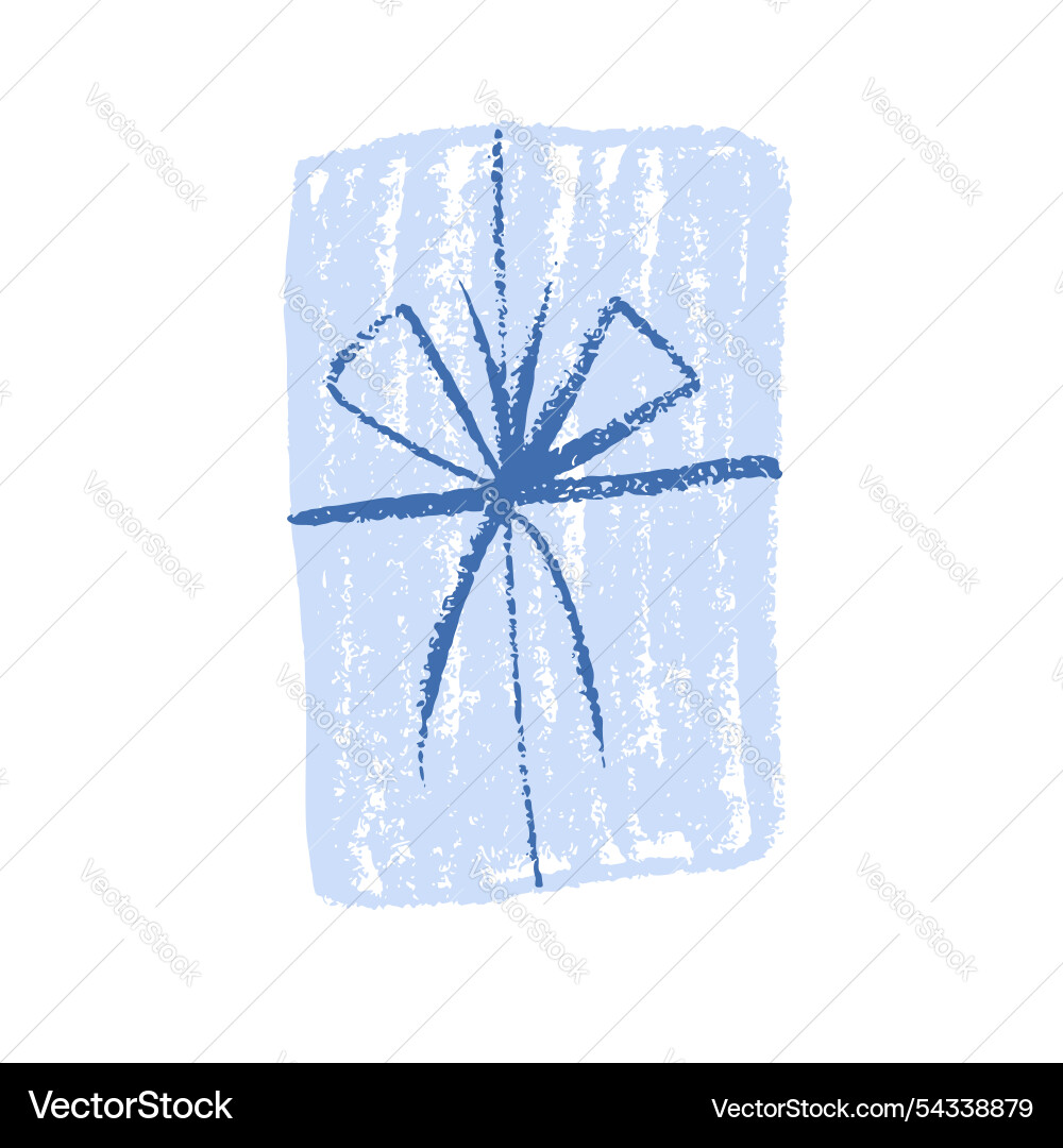 Crayon gift box scribble style rectangle festive Vector Image