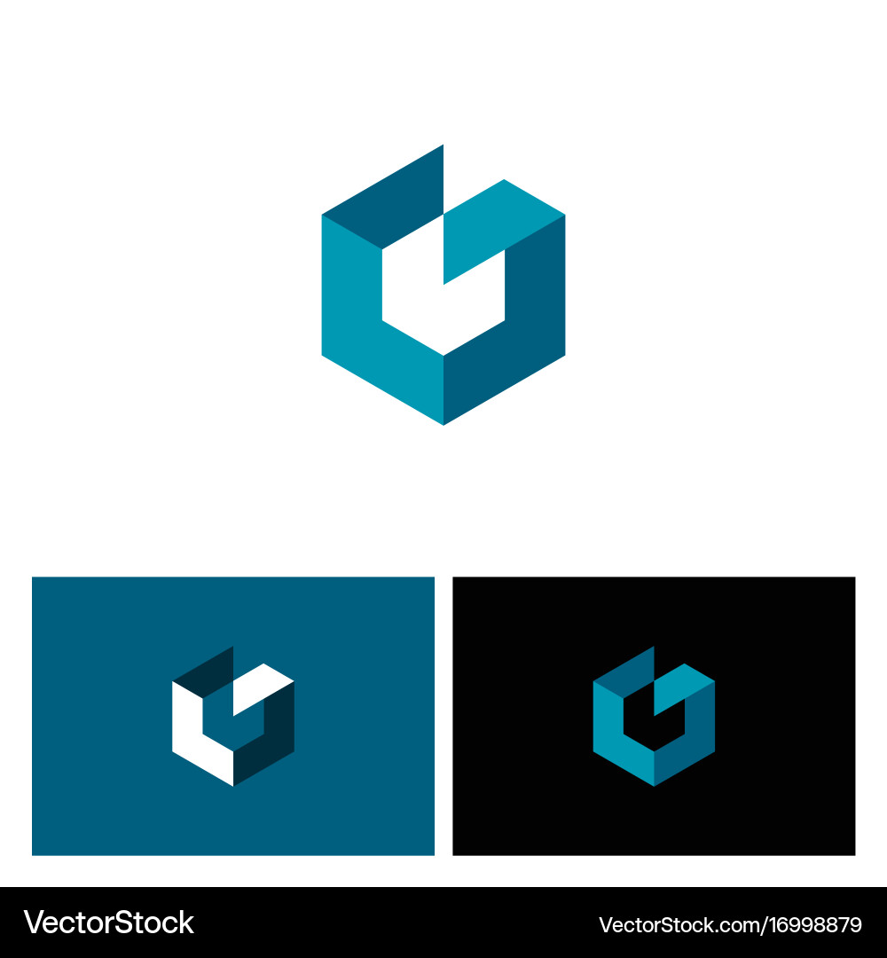 Cube 3d shape polygon logo Royalty Free Vector Image