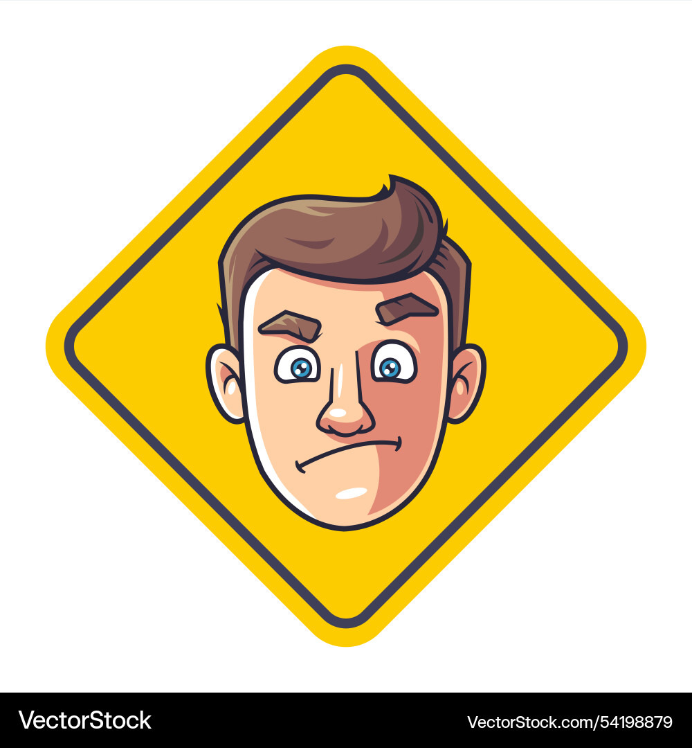 Dissatisfied man face on yellow background Vector Image