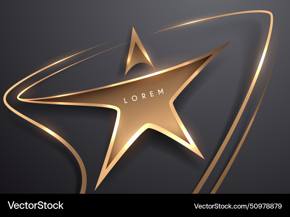 Golden star shape with lines and shadows Vector Image