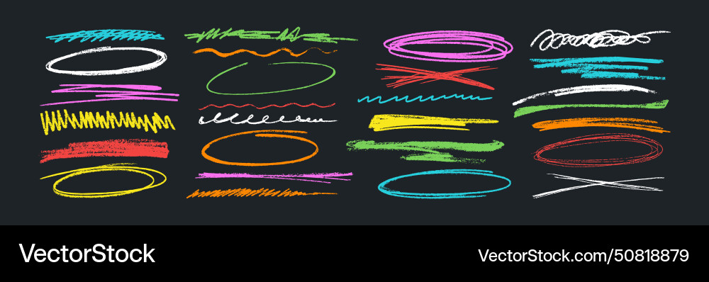 Hand drawn colorful pencil strikethrough lines Vector Image