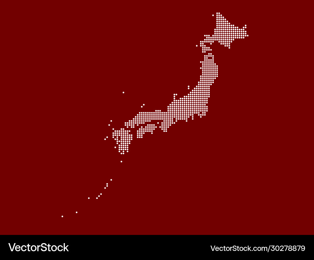 Japan pixel map halftone style Royalty Free Vector Image