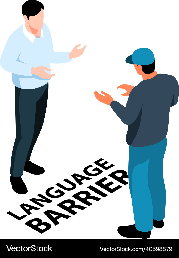 Language barrier isometric composition Royalty Free Vector