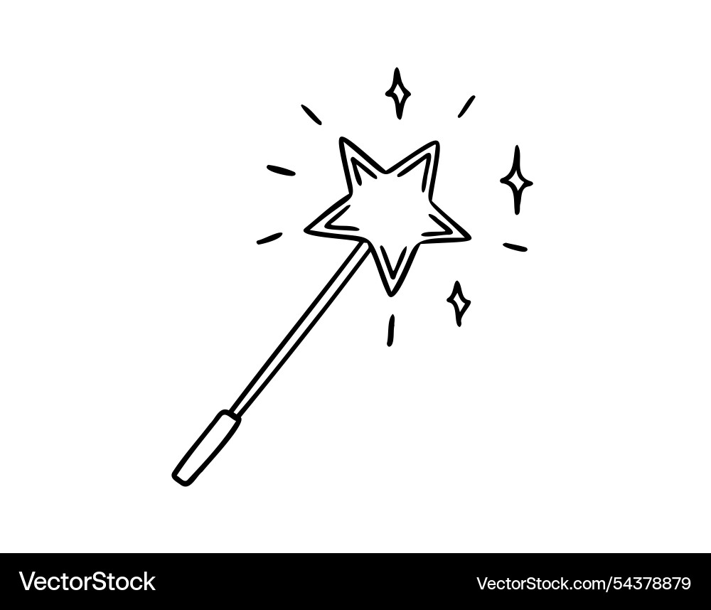 Magic wand hand drawn doodle icon for a fairy Vector Image