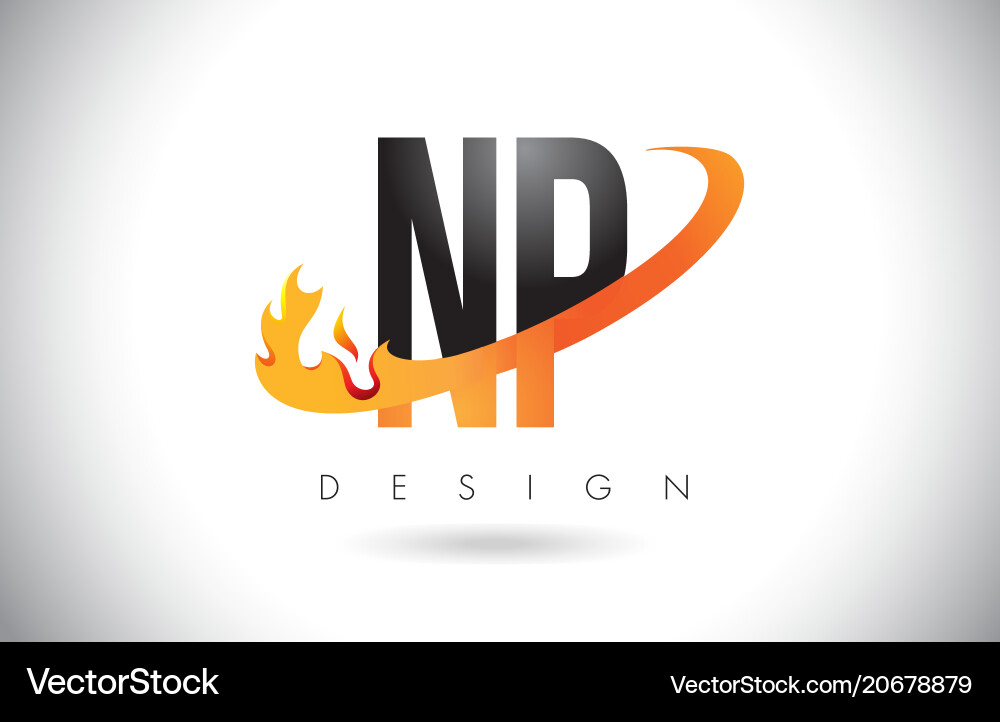 Np n p letter logo with fire flames design Vector Image