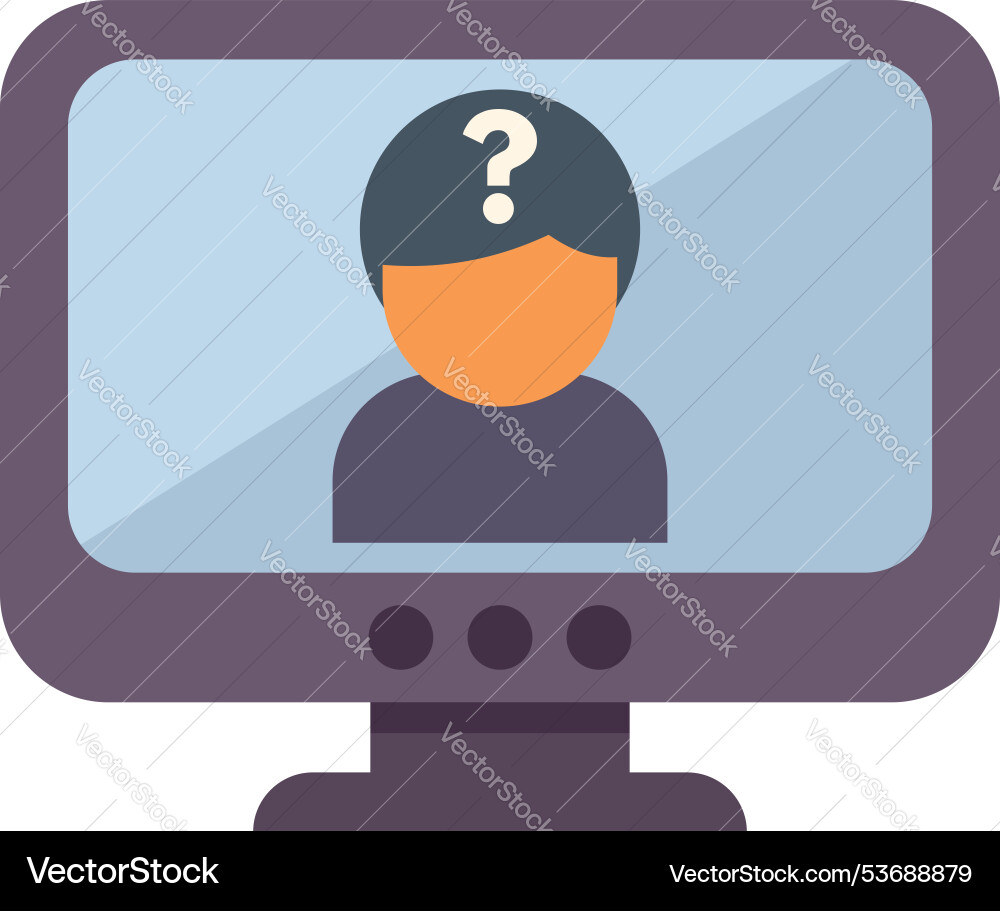 Online-Unterstützung mit Mann mit Fragezeichen Vektorbild