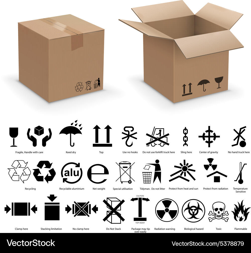 Packing symbols Royalty Free Vector Image - VectorStock