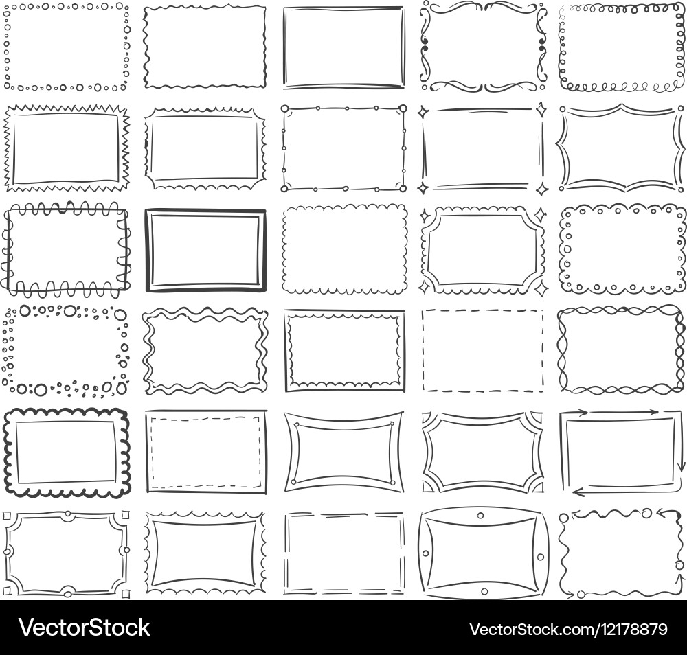 Simple doodle sketch square frames Royalty Free Vector Image