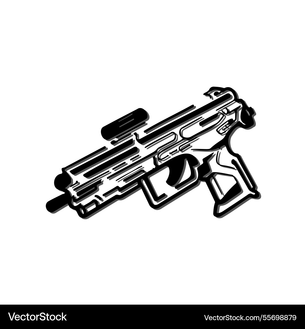 Stylized of a modern assault rifle Royalty Free Vector Image